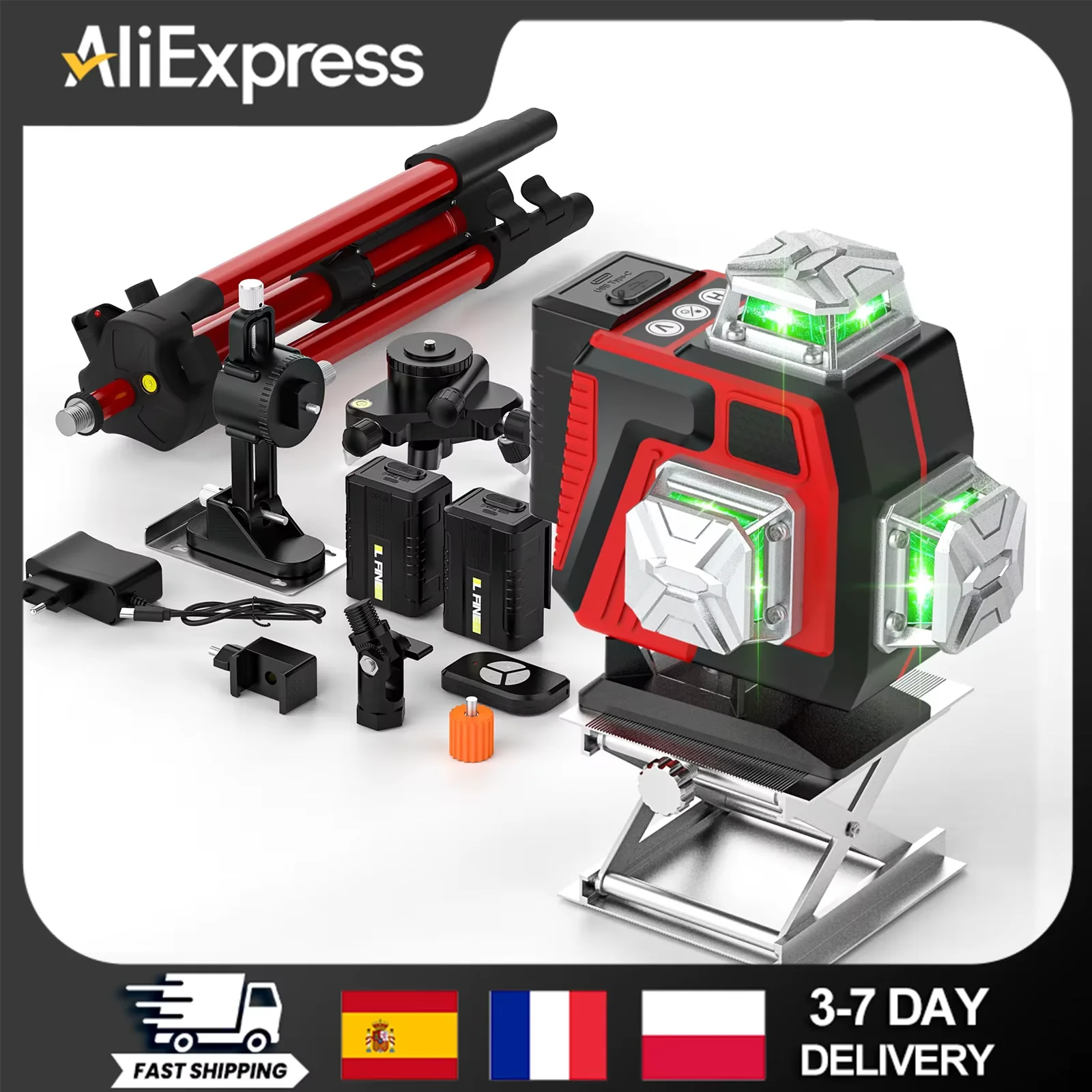 Nivel láser profesional 4D de 16 líneas automático 3 ° Poste de ...