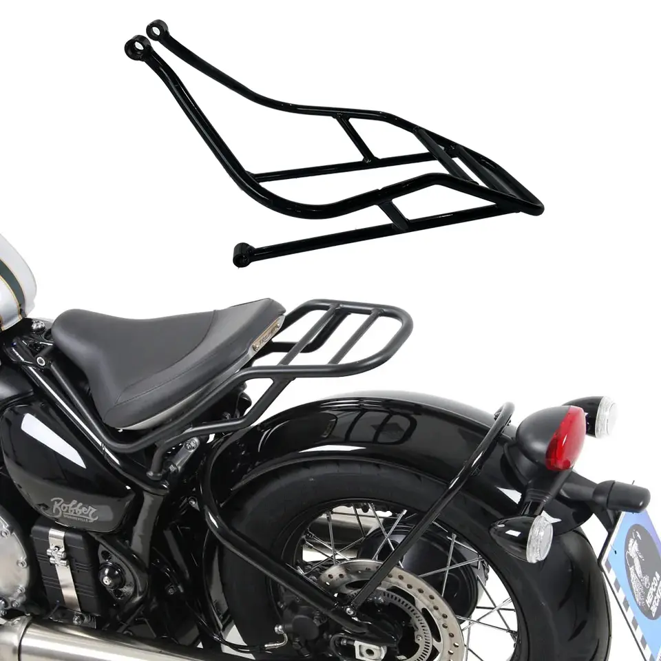 Black Luggage Rack + Seat Cushions For Triumph Bonneville Bobber 2017 ...