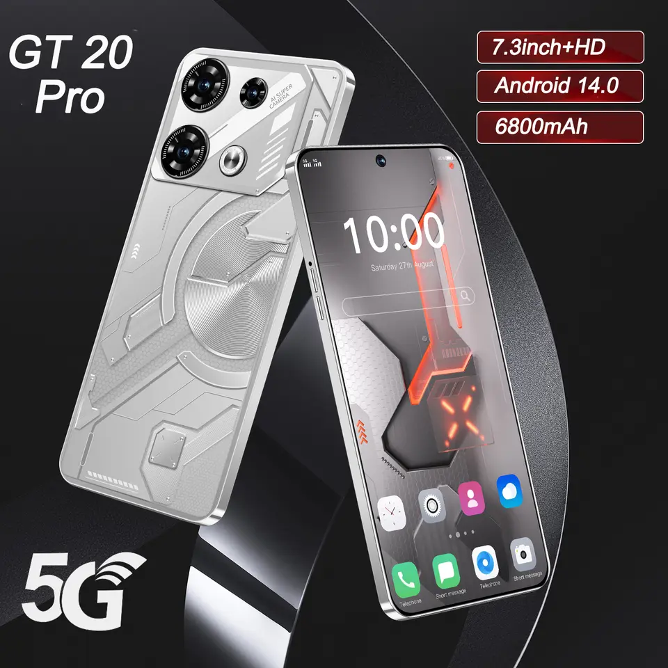 High-End Gt20 Pro Screen Protector 7.3" Hd 5G Smartphone Case