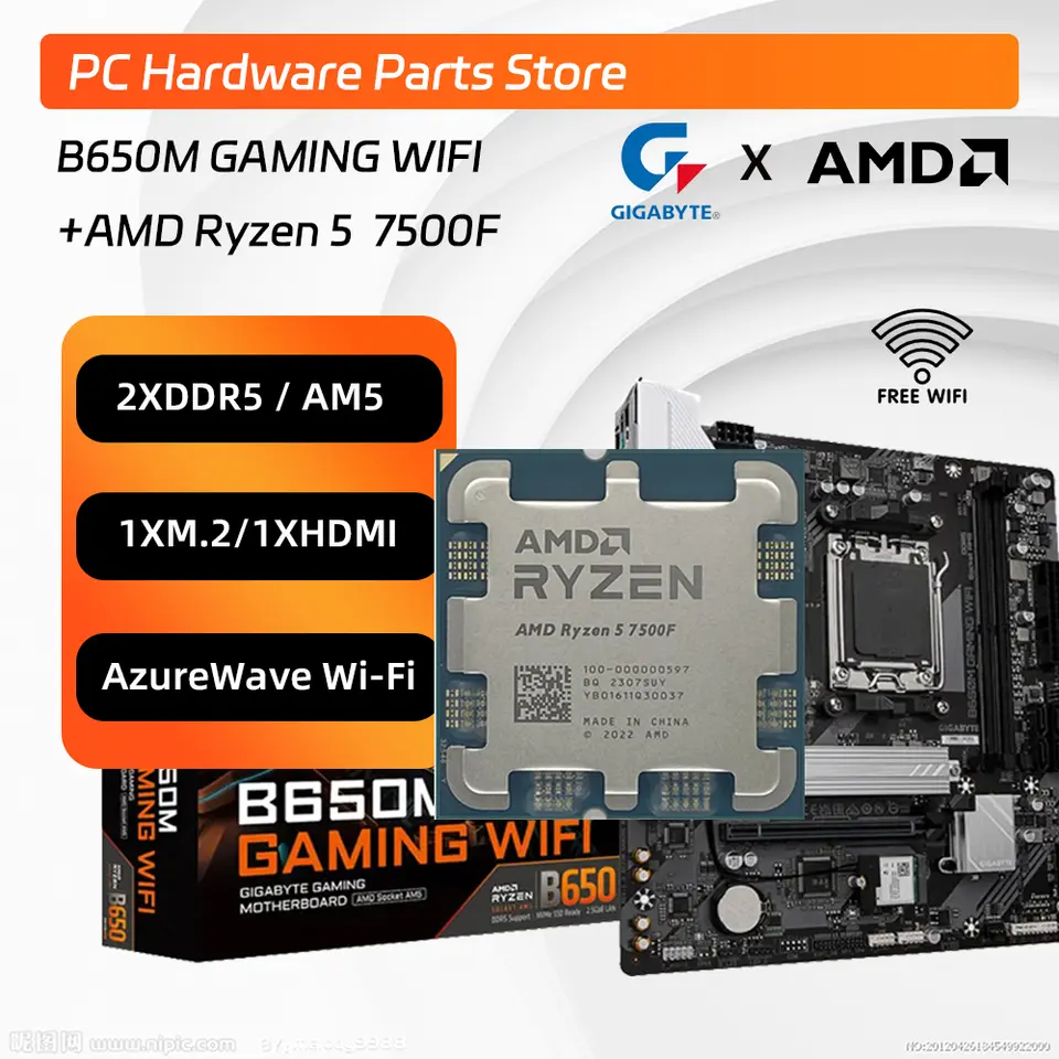 High-Speed Gigabyte B650M Motherboard, Amd Ryzen 5 7500F, 2.5G Wifi, 96G M.2, Usb3.2.