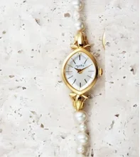 18K Gold Plated Brass Band Women Watches Quartz bracelet Diamond Chain ...
