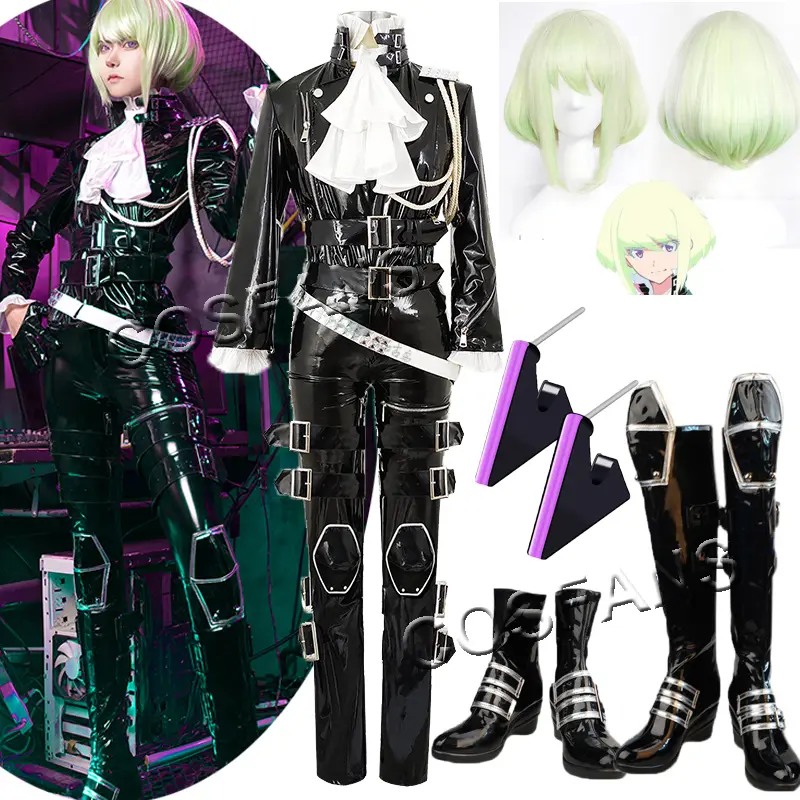 Black Promare Lio Fotia Cosplay Costume – Full Set Wig, Shoes, Earrings