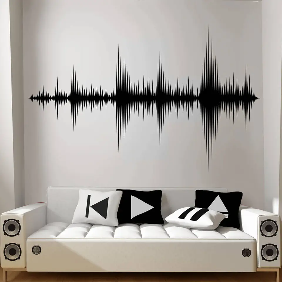 High-Quality Sound Wave Wall Decal For Recording Studios And Music Rooms.