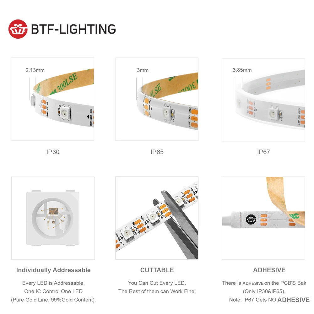 WS2812B Led Lights DC5V WS2812 RGB Led Strip Light Individually ...