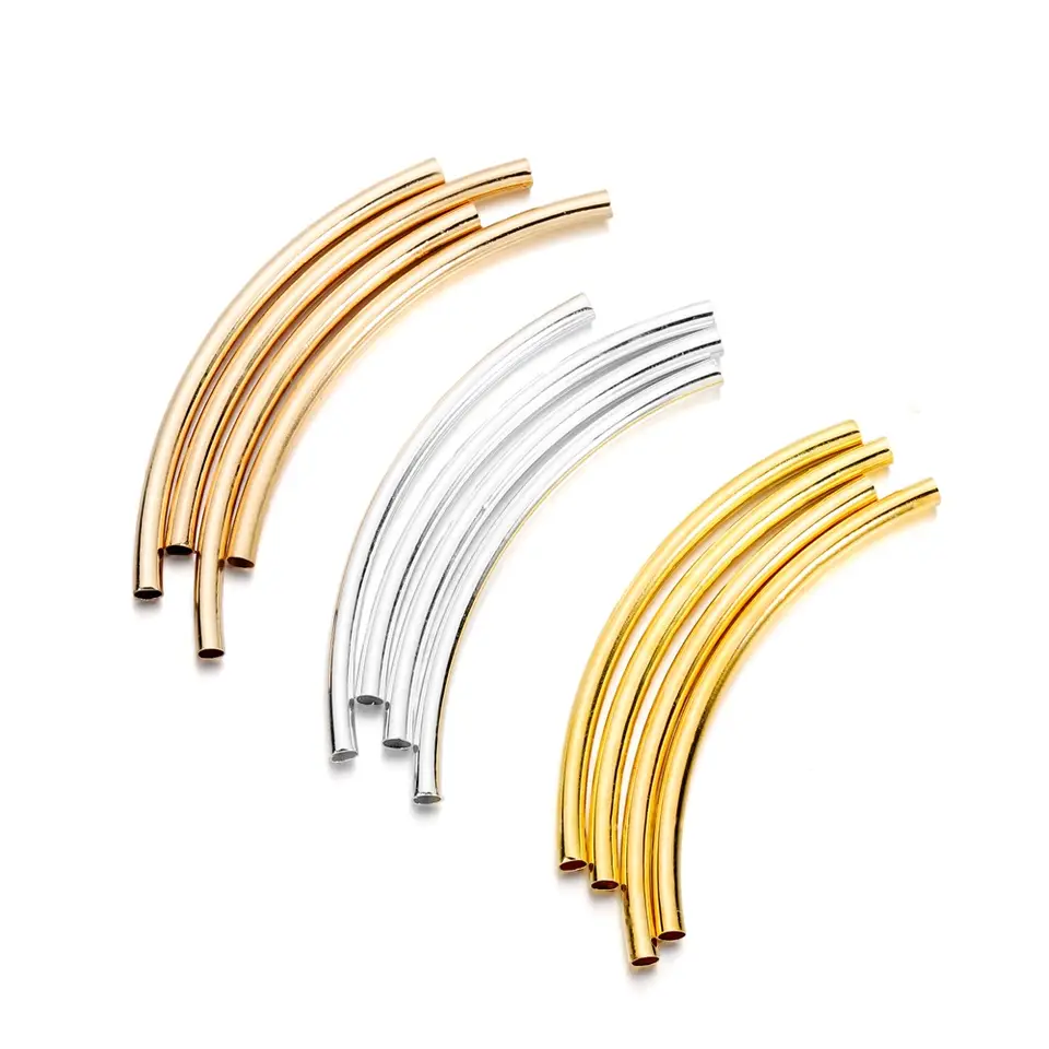 50-100pcs/lot 25-30 mm Stripe Copper Curve Tube Spacer Beads Connectors ...