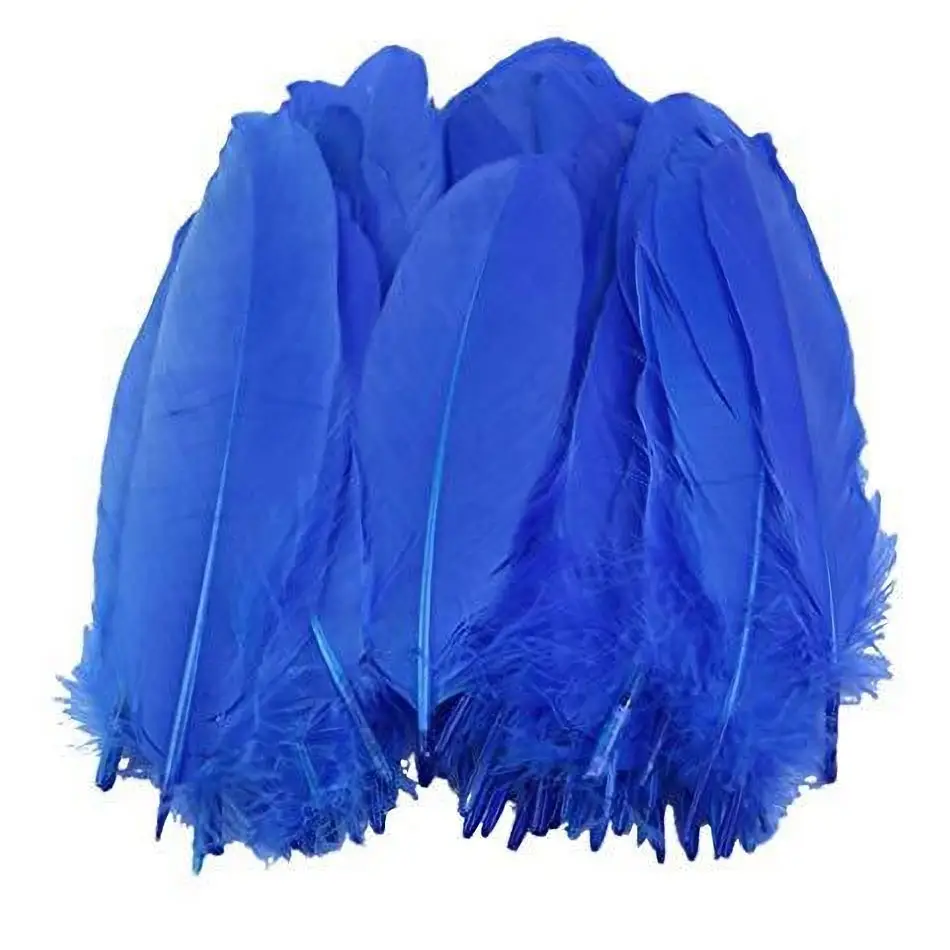 50Pcs Natural Goose Feathers Plume Craft DIY Royal Blue Feather Wedding ...