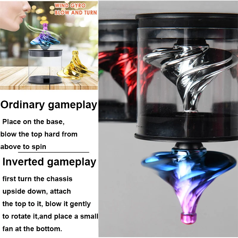 Funny Desk Wind BlowingToy Rotating Pocket Toy Fidget Kinetic Spinner ...