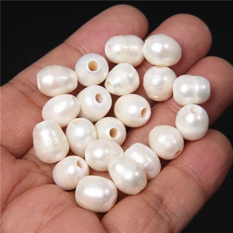 High-Quality 10-11Mm Aa White Oval Pearls For Jewelry Making, 10Pcs.
