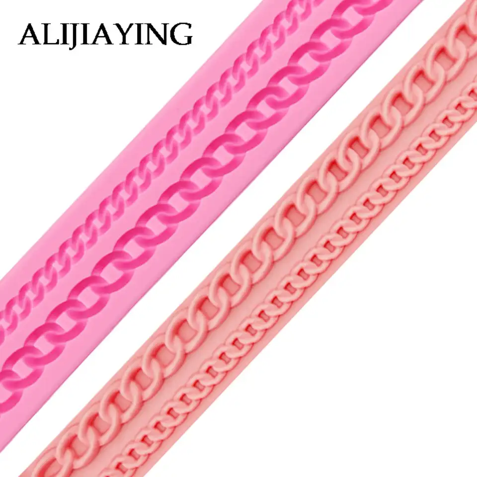 M0295 Long lace Bag Chain Shaped Silicone Mold Cake Decoration Fondant ...
