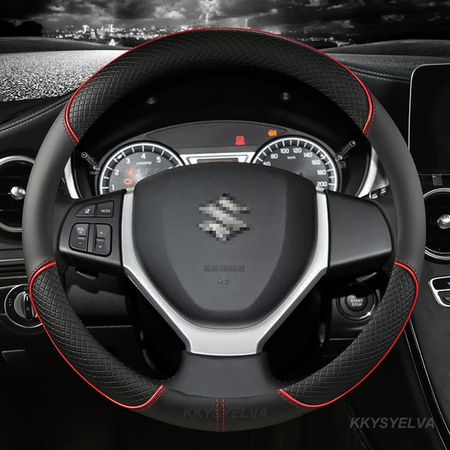Microfiber Leather Car Steering Wheel Cover 38CM for Suzuki Swift Grand Vitara Ertiga SX4 Alto Ciaz Dzire APV S Cross Ignis
