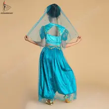Jasmine Costume Women Aladdin Halloween Outfit Belly Dance Princess ...
