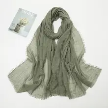 175*70cm Muslim Women Crinkle Hijab Scarf Soft Solid Cotton Head ...