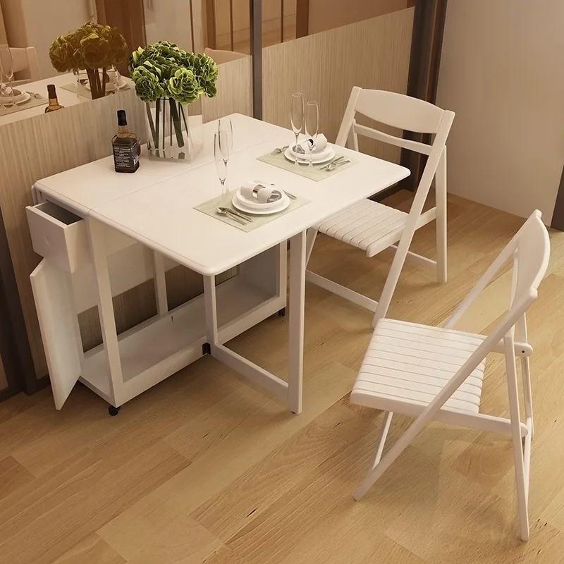 A compact, modern dining table with a retractable design, suitable for ...