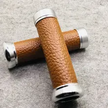 2PC Vintage Motorcycle Handle Grips Universal Aluminum Leather 22MM ...