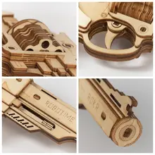 Diy Robotime Rokr Revolver Kit, Wooden Bullet Building Toy For Kids ...