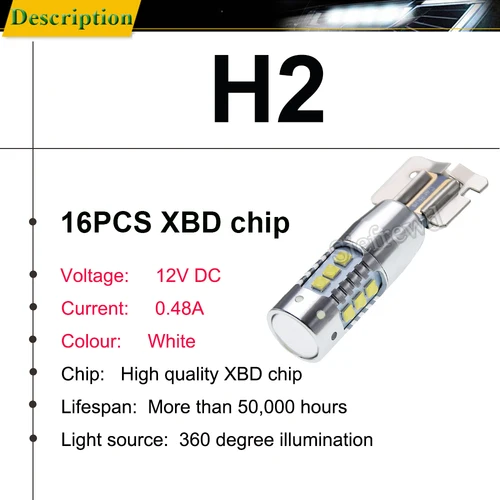 2 Uds H2 Luz Led Para Coche Chips Xbd 80W Bombilla De Faro