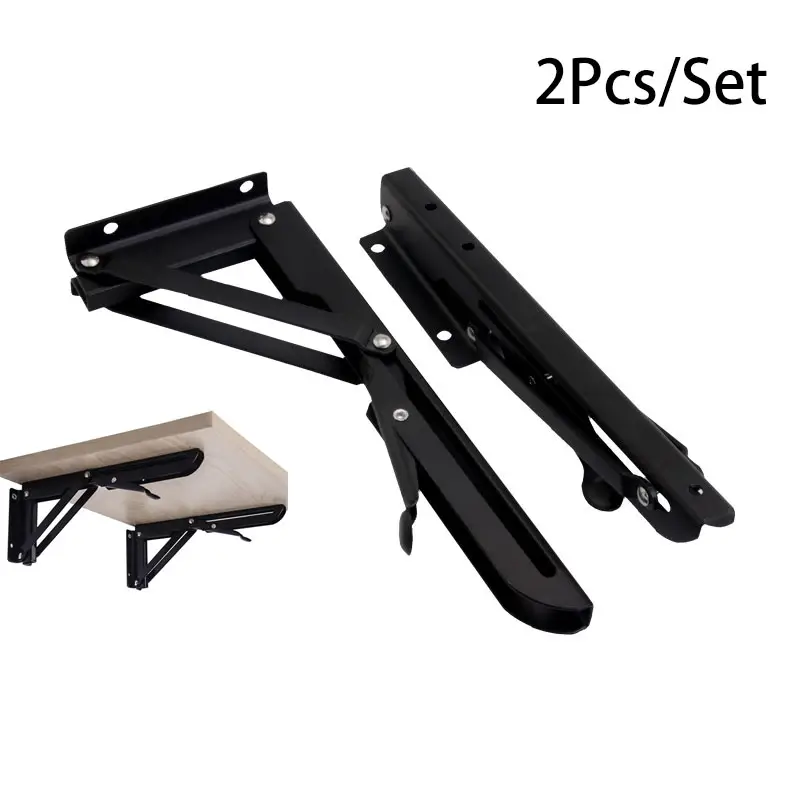 2 Pack Black Triangle Folding Bracket, Adjustable Wall Shelf Mounting ...
