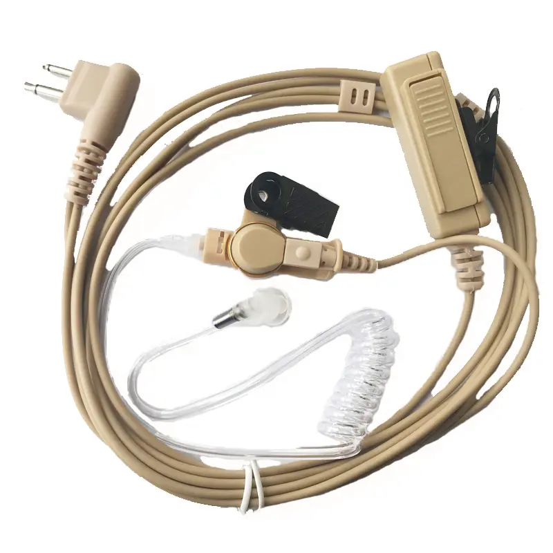 Beige Acoustic Tube Earphone For Motorola Two-Way Radios