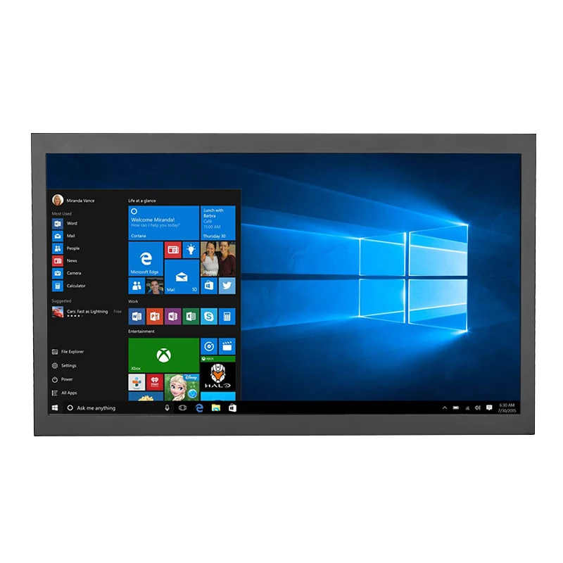 A 17-inch widescreen touch screen monitor with multiple input options.