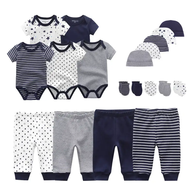 Solid Color Unisex New Born Baby Boy Clothes Bodysuits+Pants+Hats ...