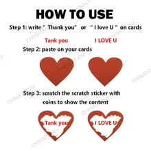 100pcs Scratch Off Stickers 30x35mm Love Heart Shape rosd gold Color ...