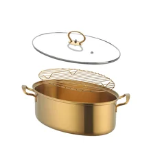 Kitchen Stainless Steel Gold Fish Steamer Pot With Rack Ceramic Plate ...
