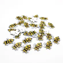 50Pcs New Mixed Cartoon buttons bee Wooden Buttons Scrapbooking for ...