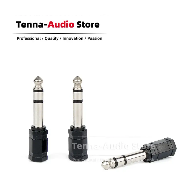 Red 3Pc 1/4" To 1/8" Microphone Adapter, Stereo Trs To Ts Converter