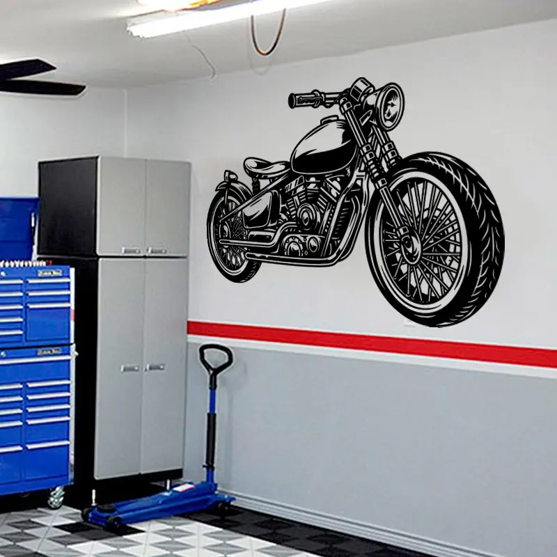 Vintage Motorcycle Wall Sticker Adds Retro Charm To Kids' Playroom.