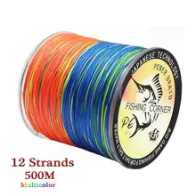 12 Strands Braided Fishing Line 300mm 500m PE Multifilament Multicolor ...