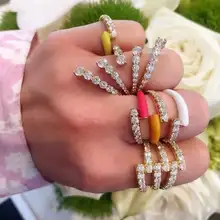 2020 summer new colorful Neon enamel open adjusted finger ring for ...