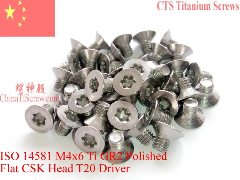 Iso 14581 M4 Titanium Screws, Flat Head, T20 Driver, 10Pcs, Strong ...