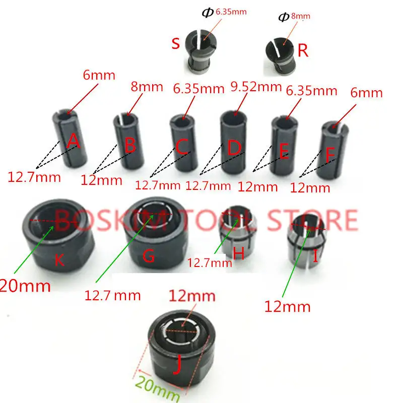 Cnc Router Tool Collets 1/2" 1/4" 3/8" For Makita Bosch Hitachi