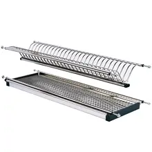 Stainless Steel Wall Cabinet Dish Rack, Double-Layer, Modern Kitchen ...