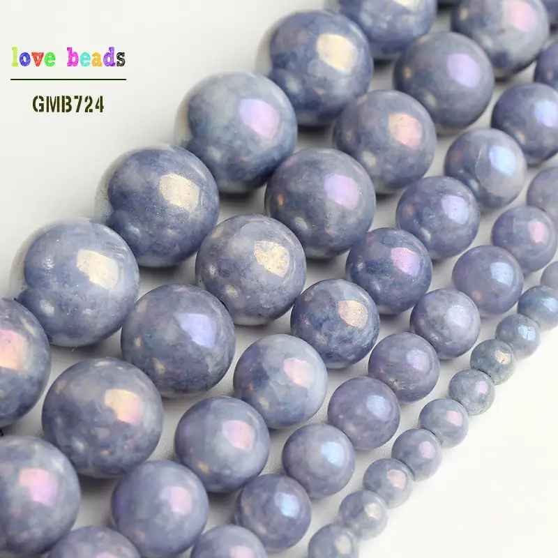Blue Beads Electroplated Stone DIY Beads for DIY Bracelet Jewelry ...