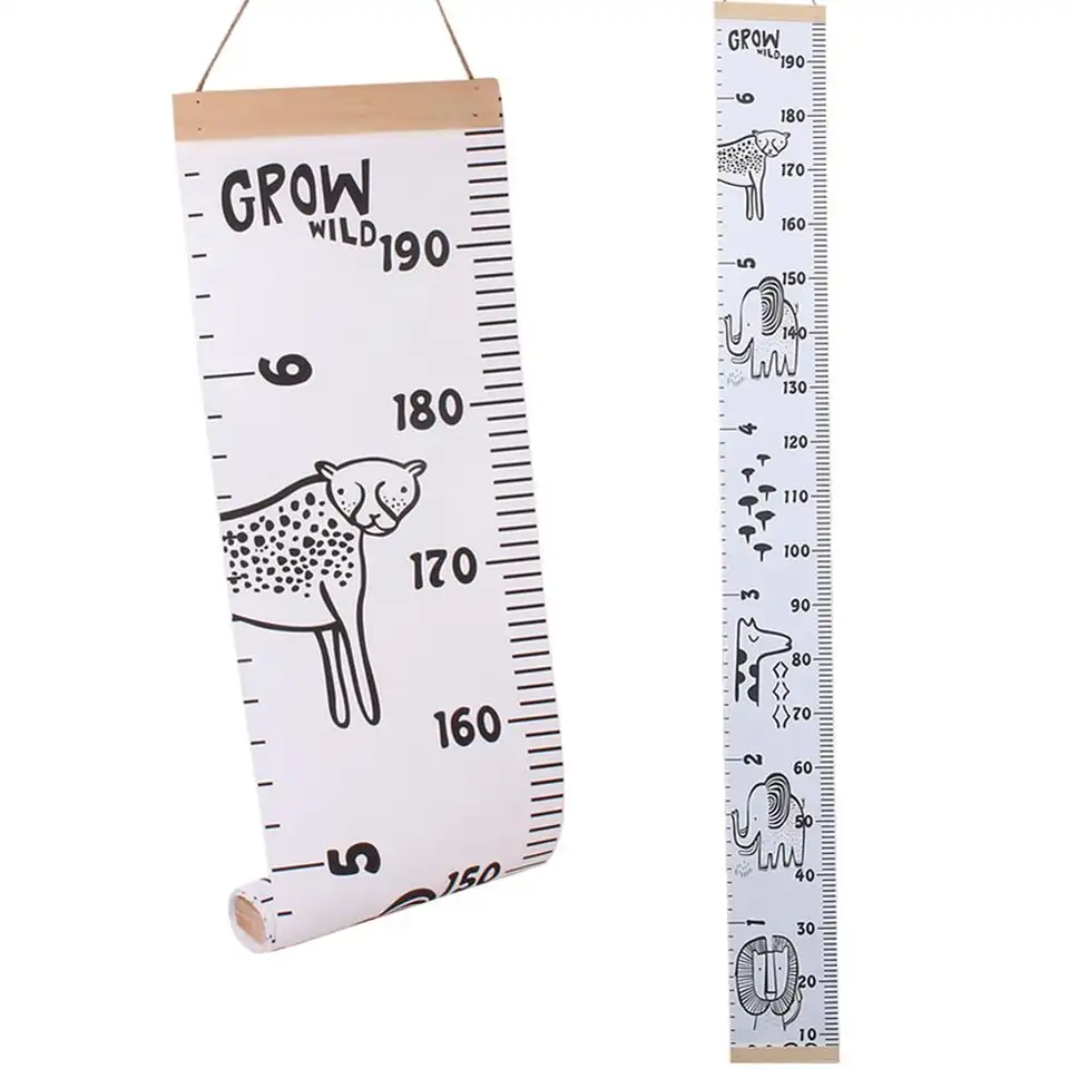 Cartoon-Themed Wood Frame Growth Chart For Kids' Room Decoration.