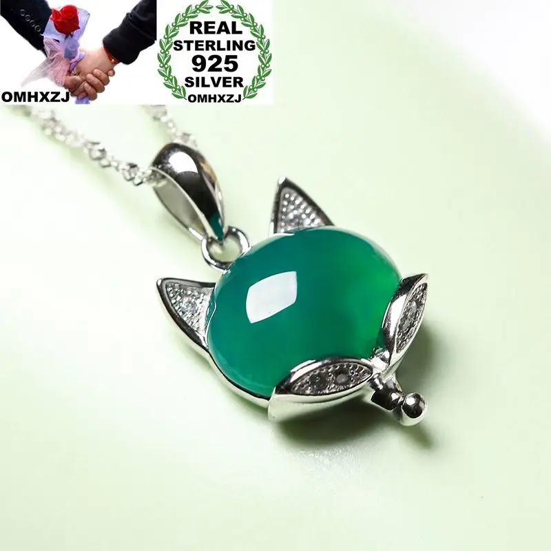 OMHXZJ بالجملة الموضة الأوروبية امرأة فتاة هدية حفلة الثعلب العقيق الزركون 925 فضة قلادة قلادة ...