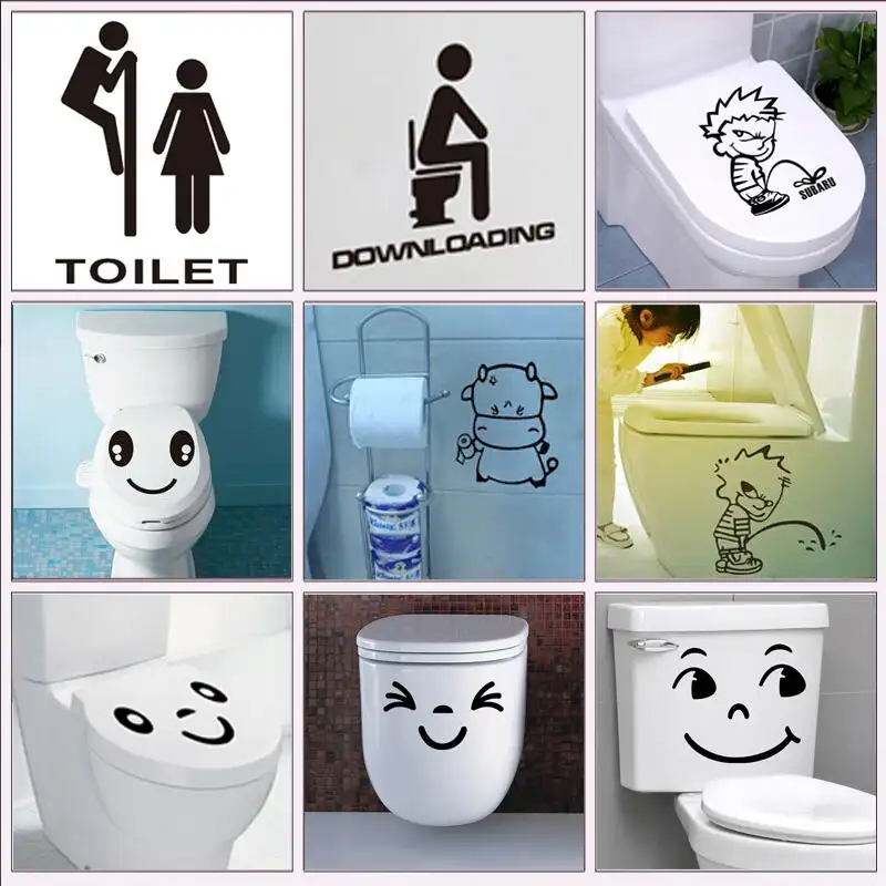 Waterproof Toilet Stickers Bathroom Decoration Wall Decal Decoration ...