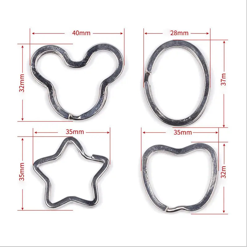 Star/Oval/Heart Shape Diy Metal Key Holder Split Rings Unisex Keyring ...
