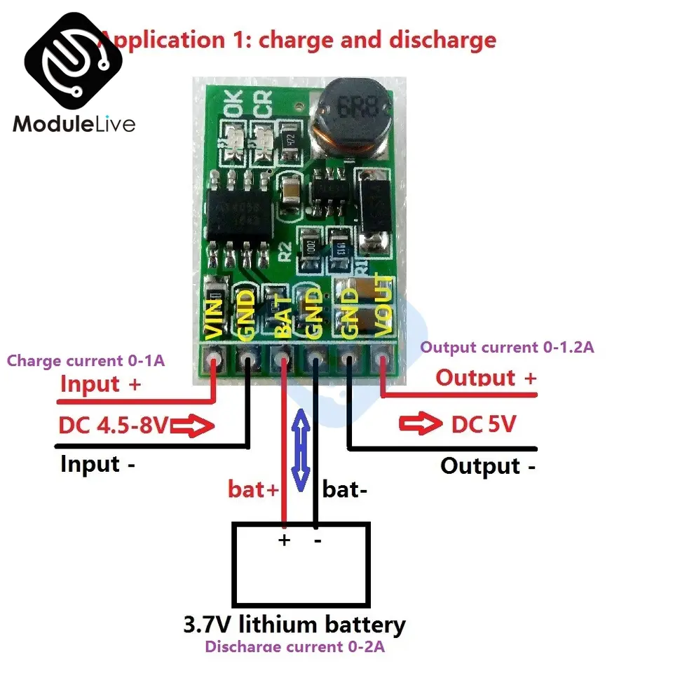 Dc 5V 6W Ups Battery Charger Module For 18650 Li-Ion Mcu Development