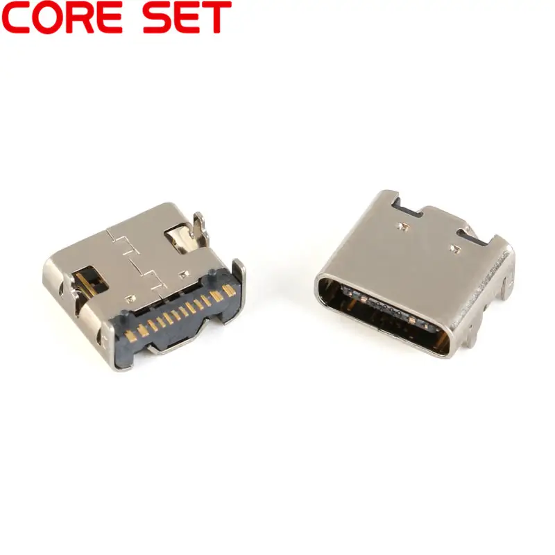 10Pcs Micro Usb-3.1 Type-C Female Connector Smd Dip4 Charging Socket