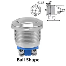 16mm Metal Push Button Switch IP67 Waterproof Nickel plated brass press ...