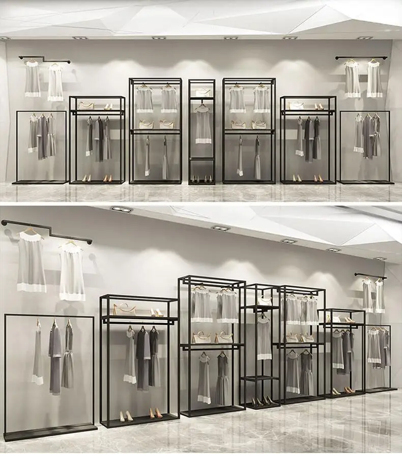 A stylish display rack for a clothing store, featuring a modern design ...