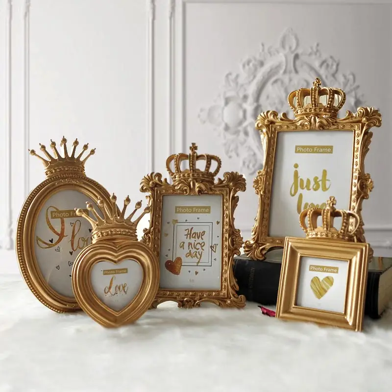 Luxury Gold Baroque Crown Resin Photo Frame, Perfect Gift.