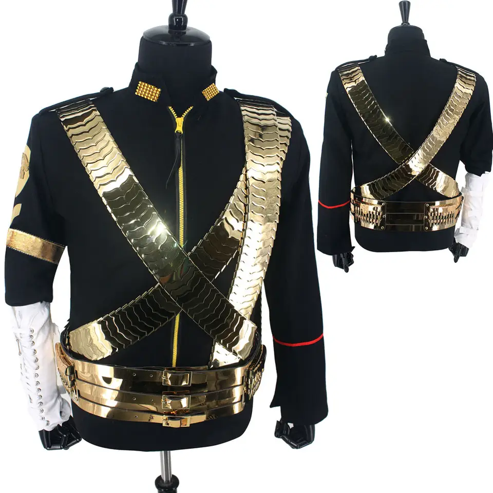 Michael Jackson Jam Jacket & Metal Belt Punk Halloween Cosplay