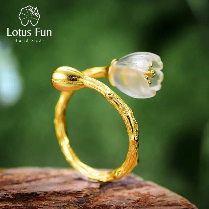 Lotus Fun Real 925 Sterling Silver Natural Crystal Handmade Designer ...