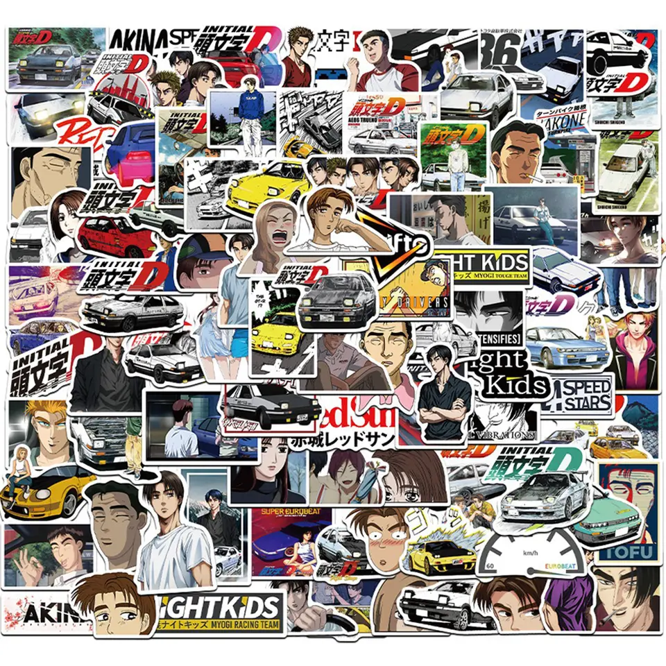 10/30/50/100PCS Anime Initial D Cartoon Stickers Skateboard Laptop ...