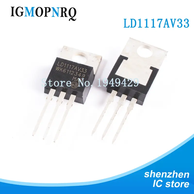 10PCS LD1117V33 TO-220 LD1117 3.3 LD1117AV33 TO220 3.3V 0.8A Positive ...