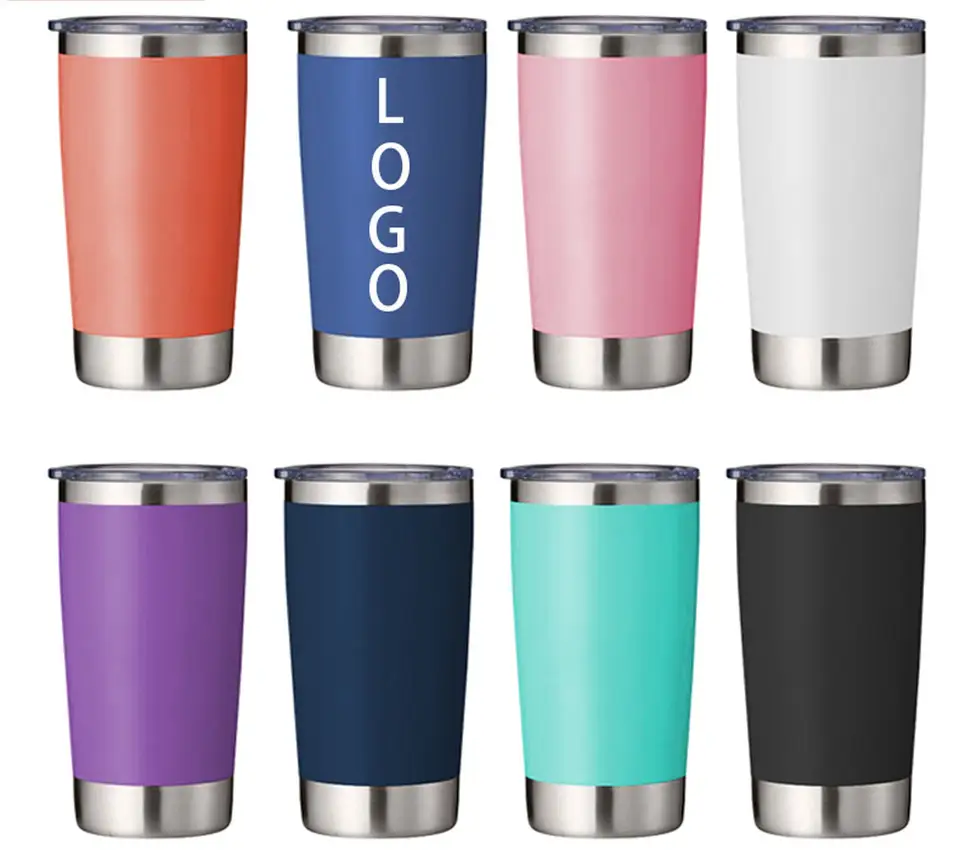 Custom Double Wall Travel Mug, Insulated Stainless Steel, 20 Oz, Powder ...