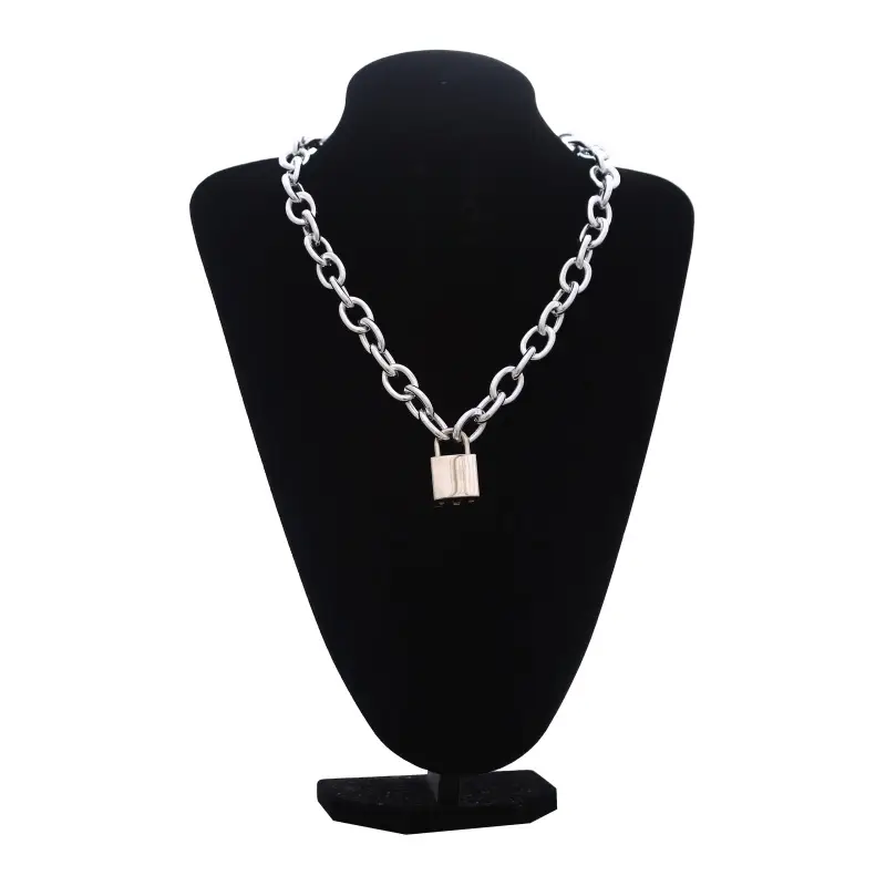 Punk Lock Chain necklace women/men Gothic chain choker collar goth ...